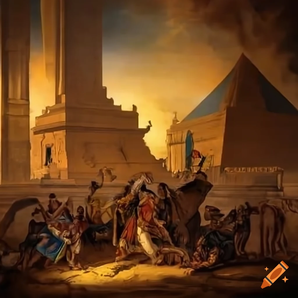 Israelites leaving egypt with the ark of the covenant on Craiyon