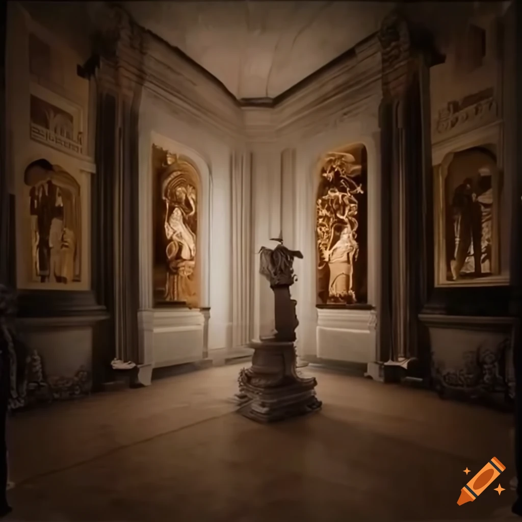 Elegant setup with candlelight, paintings, and sculptures for a tv show ...