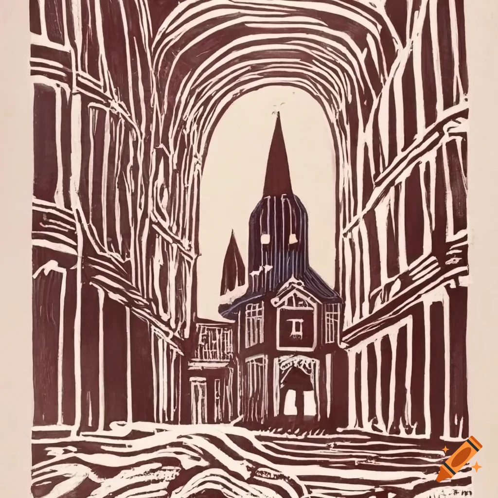 Linocut mission drawing on Craiyon