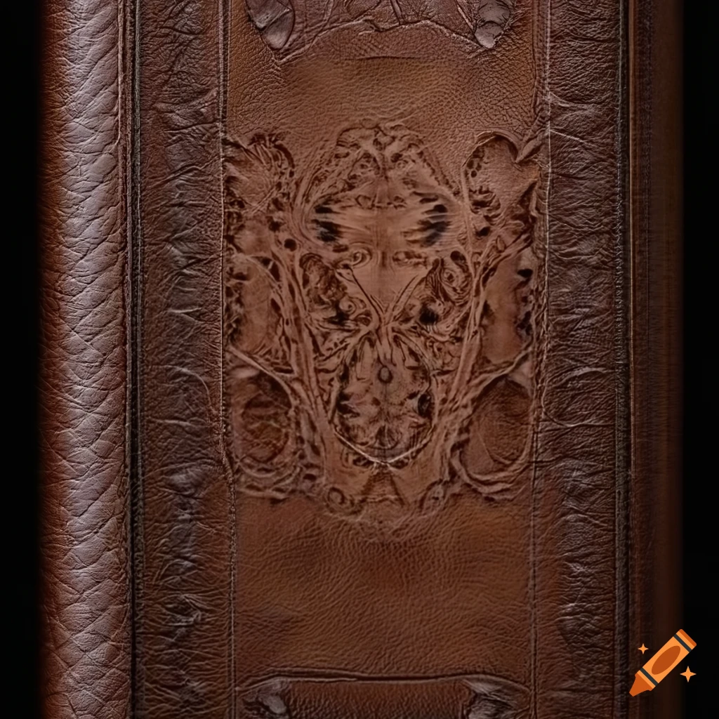 Book cover with a mystical leather design in digital art on Craiyon
