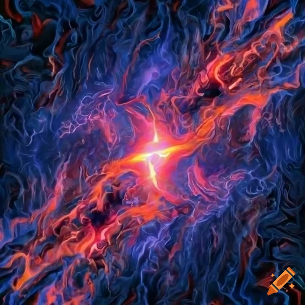 Vibrant electric blue background with red lightning and circuitry ...