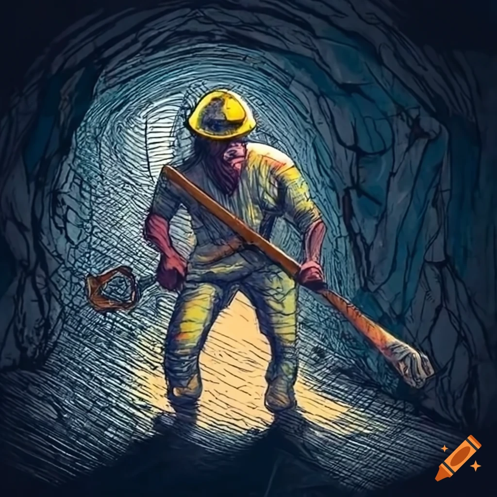 Miner working inside a mine on Craiyon
