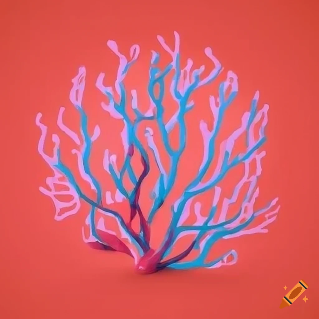 Minimalist artistic drawing of coral in 2d style on Craiyon