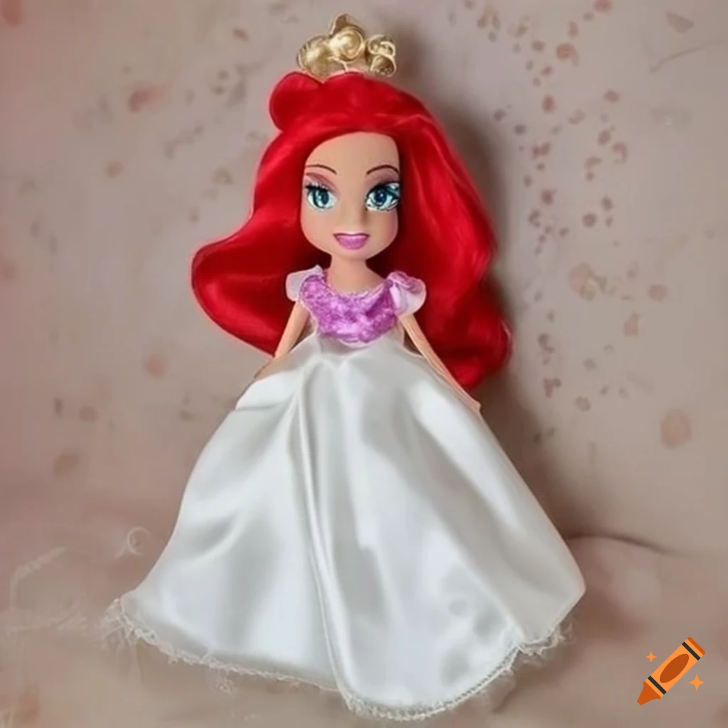 Princess ariel baddie doll in white silk dress on Craiyon