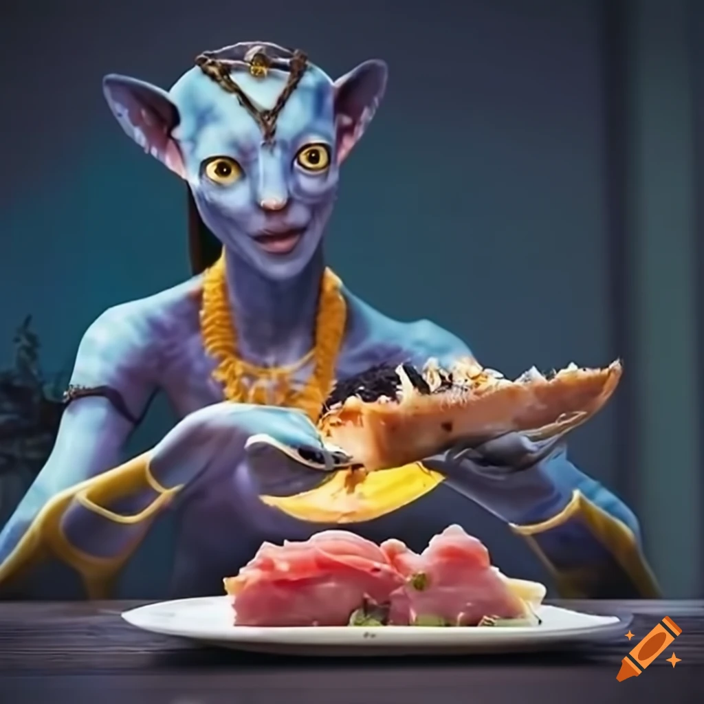 Avatar navi eating tuna tartar on Craiyon