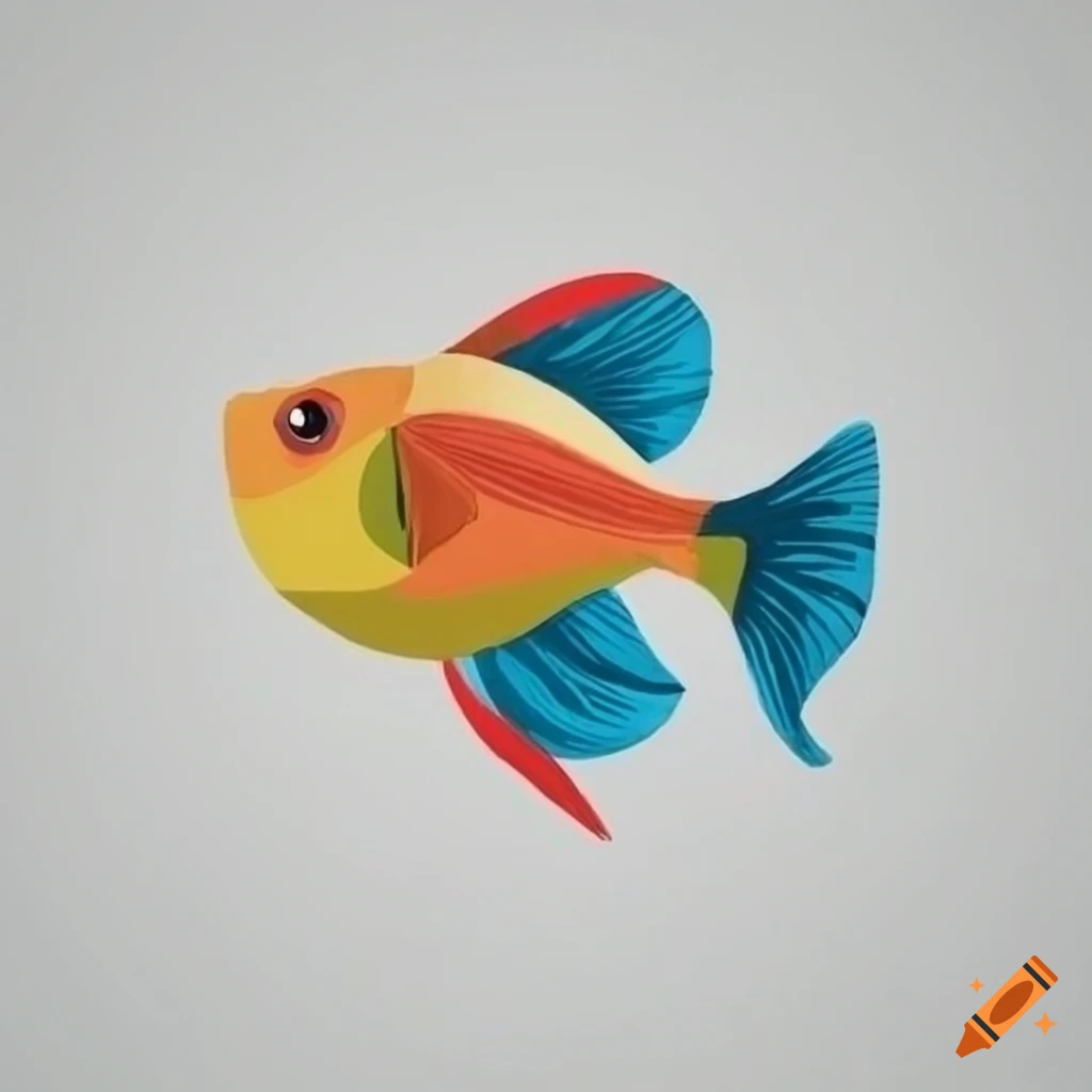 Minimalist 2d artistic drawing of fish on Craiyon