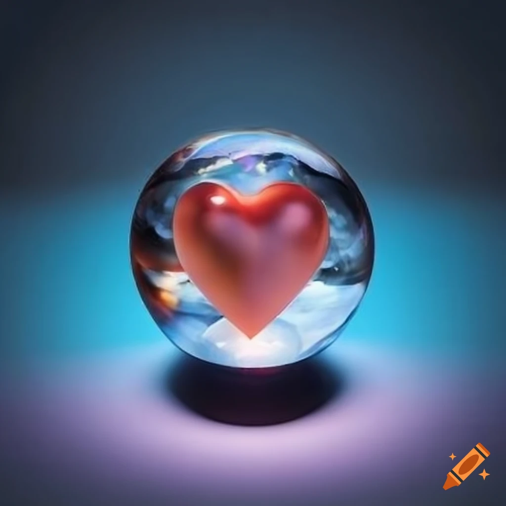 Heart in crystal sphere on Craiyon