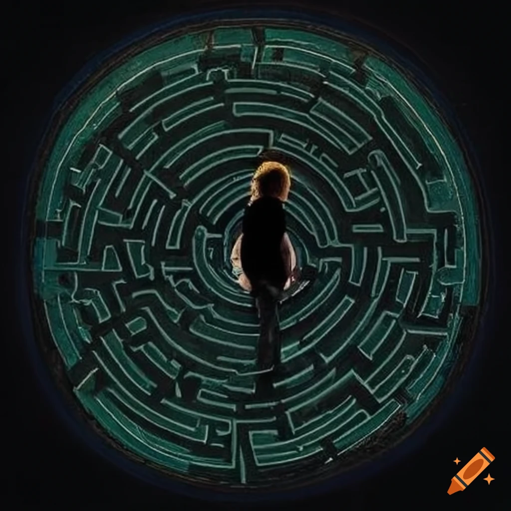 Person navigating through intricate maze from above on Craiyon