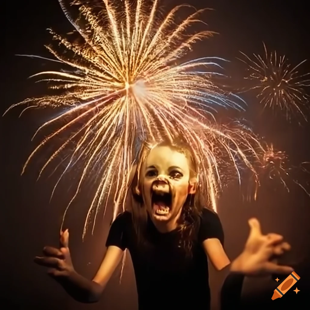 College student joyous over good grades with epic fireworks on Craiyon