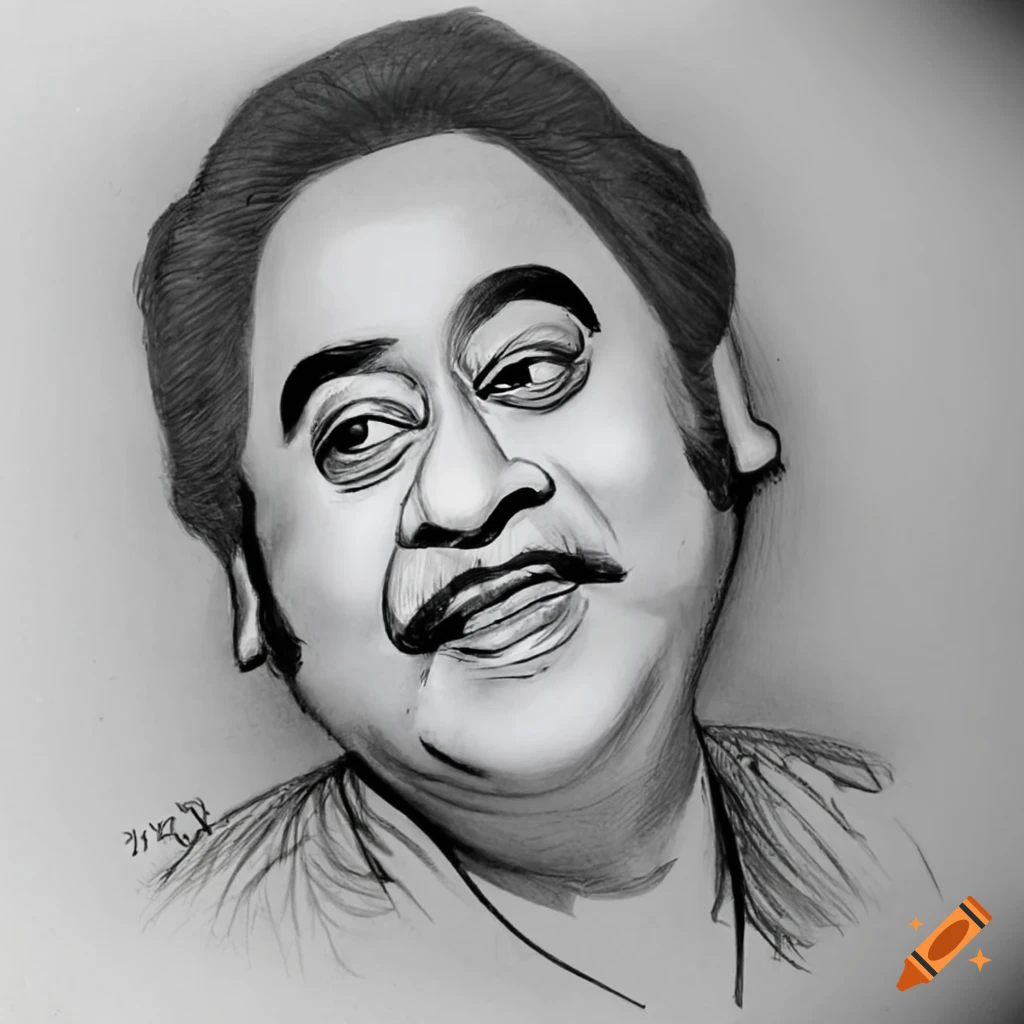 Caricature of kishore kumar on Craiyon