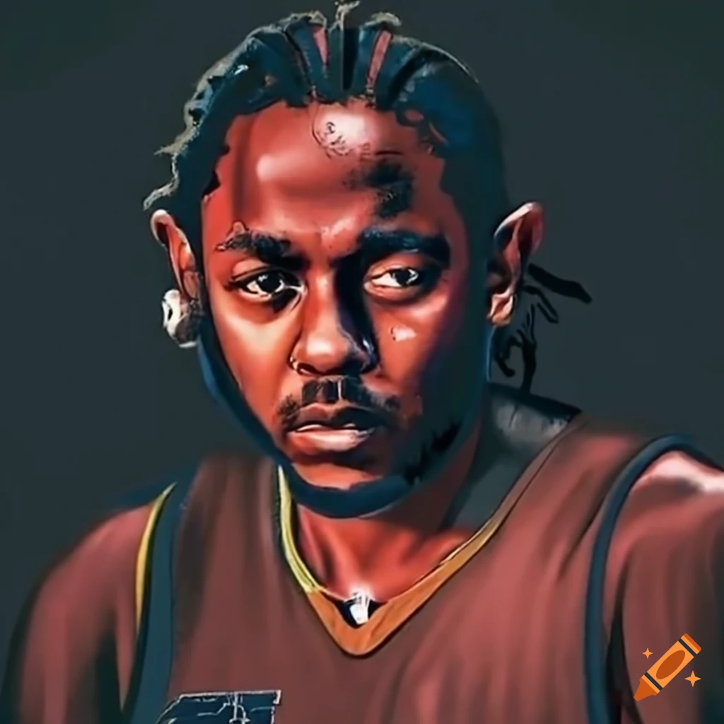 Kendrick lamar playing basketball against drake on Craiyon