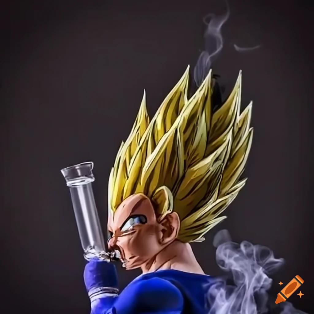 Vegeta smoking a bong on Craiyon