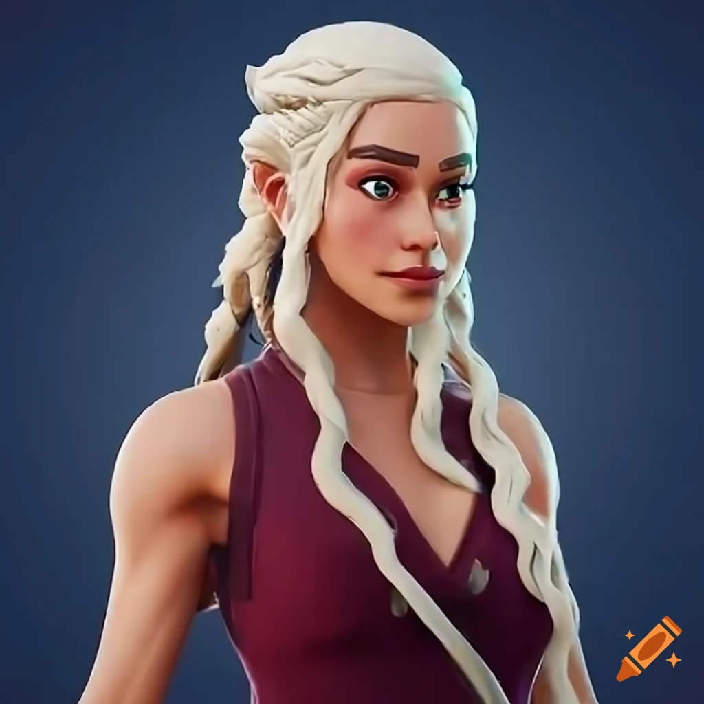 Daenerys Targaryen in a Fortnite setting on Craiyon