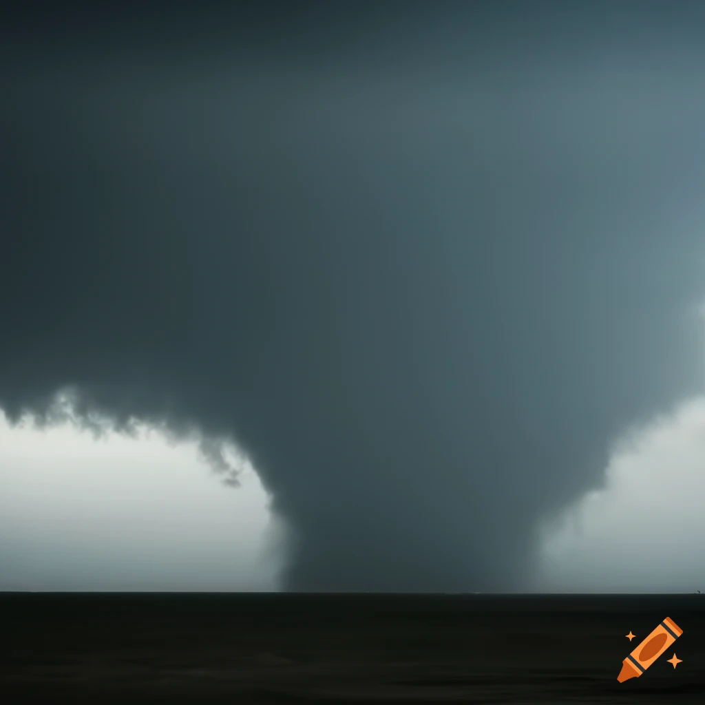 Twin tornadoes striking the plains under a dark sky on Craiyon