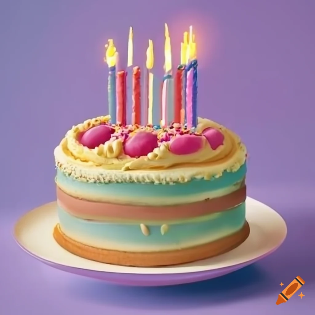 Birthday cake in monet style painting on Craiyon