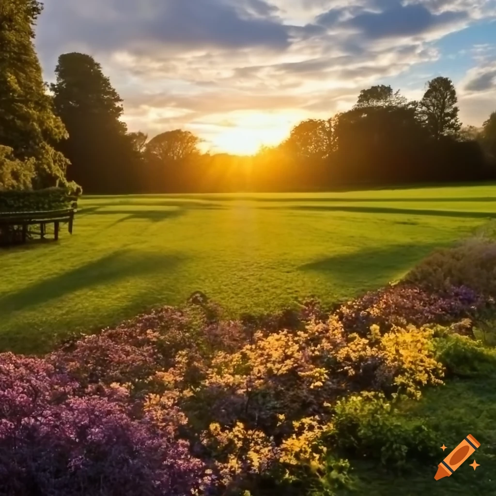 Knighton park gardens in leicester, england at sunset on Craiyon