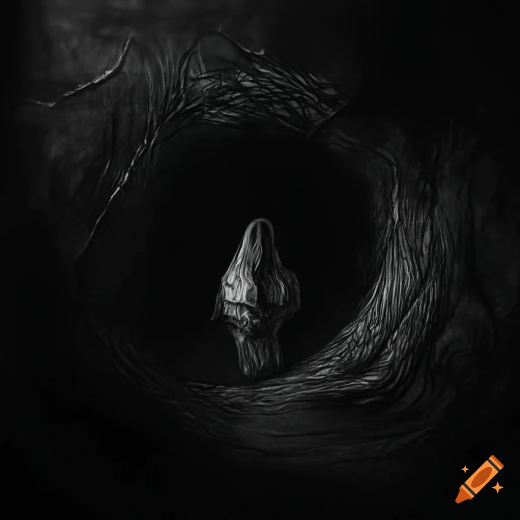 Depression abyss in black and white on Craiyon