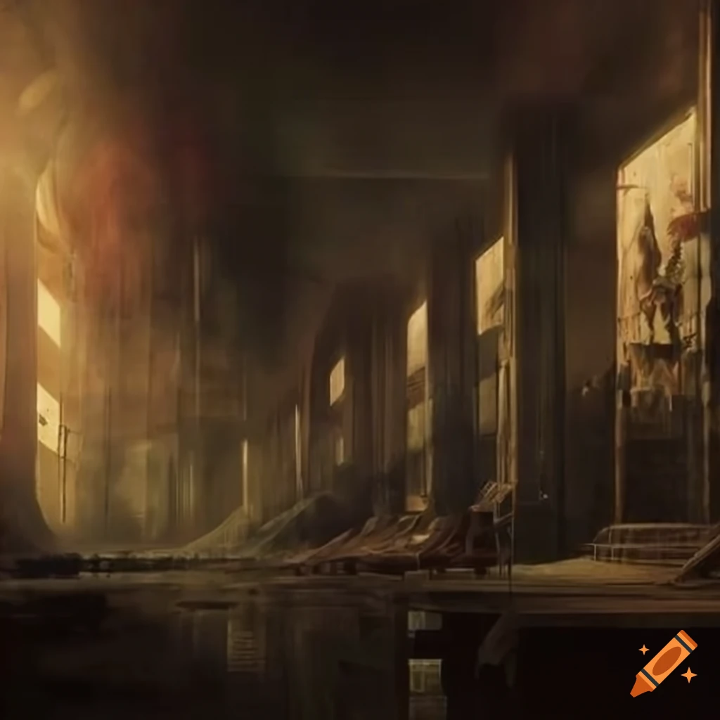 Intricate hyper-realistic ultra-modern dead shopping-mall hospital ...