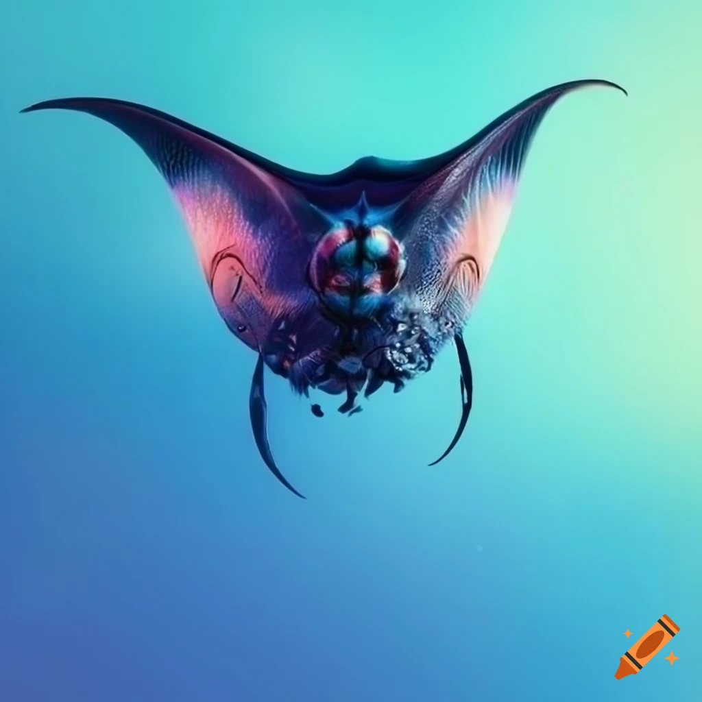 Ufo flying next to a dragonfly and a manta ray on Craiyon