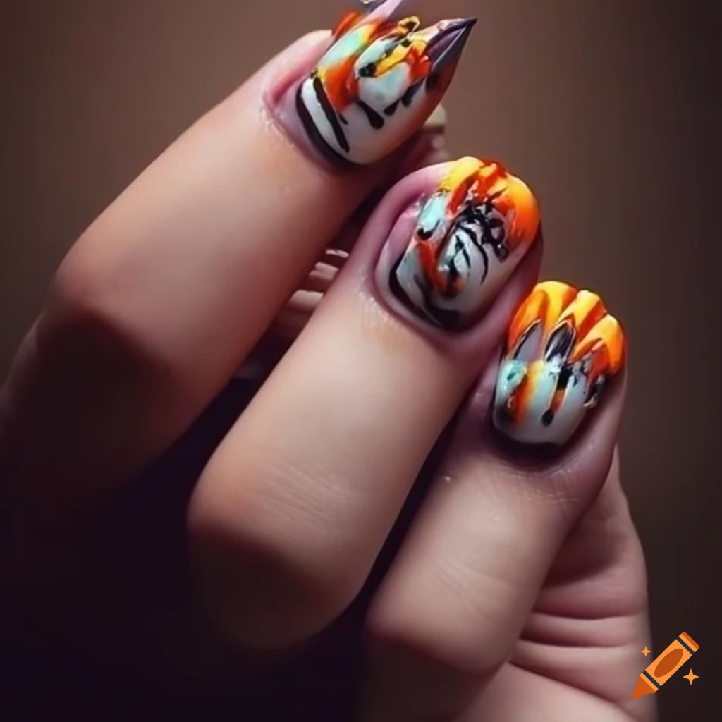 Distorted and bizarre nail art design on Craiyon