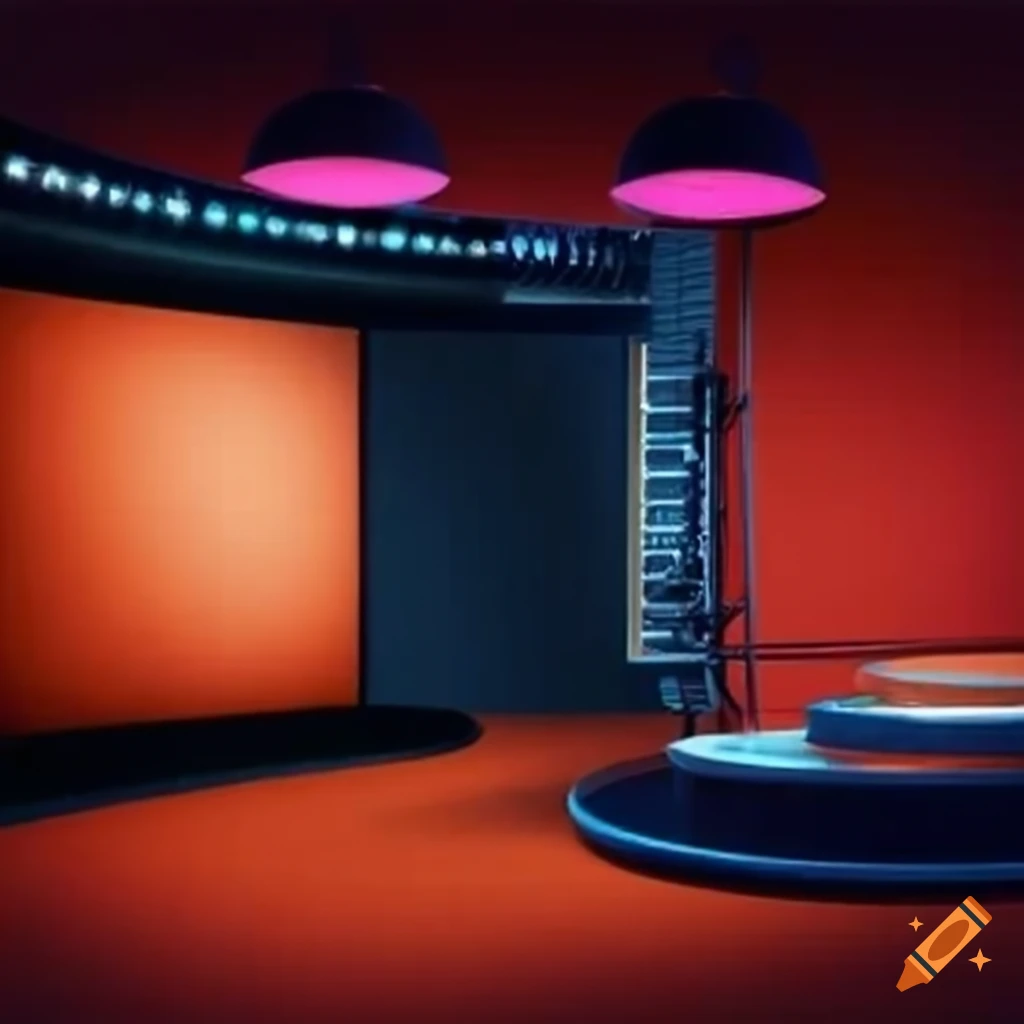 Television studio setup for a school program on Craiyon