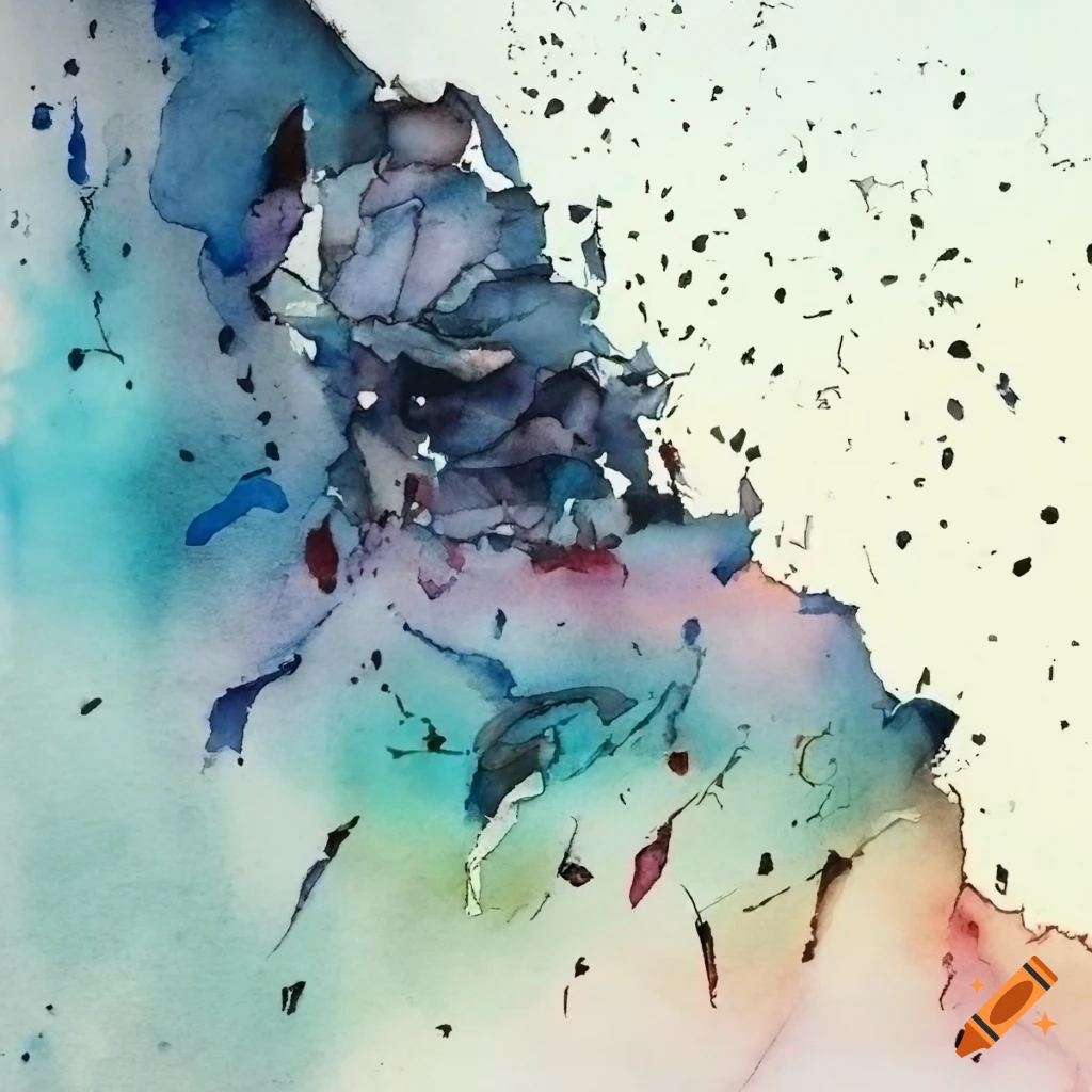 Shattered watercolor depicting norwegian architecture on Craiyon
