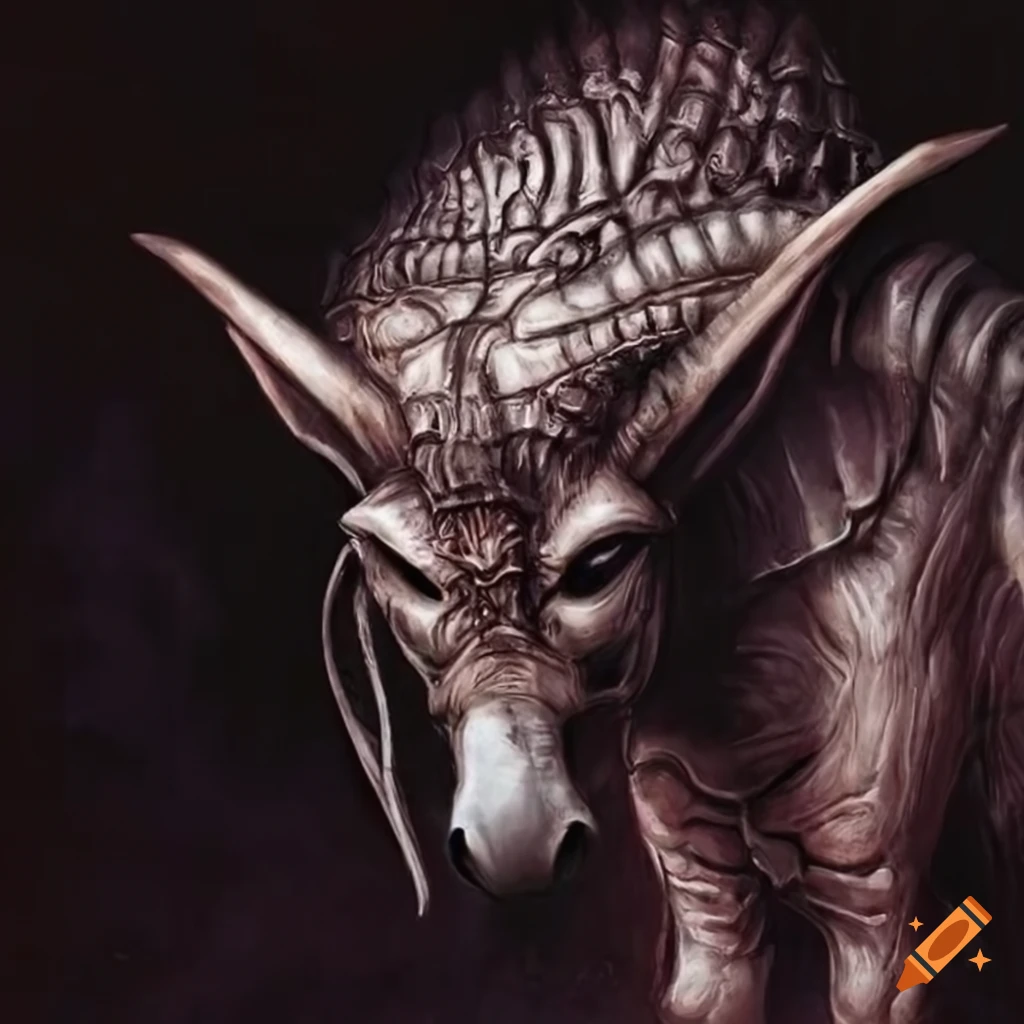 Donkey creature by h.r. giger on Craiyon