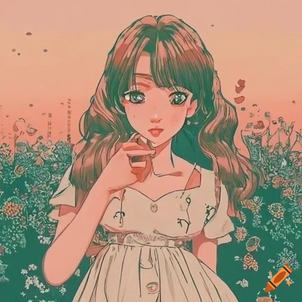 Retro manga aesthetic cottagecore scene on Craiyon