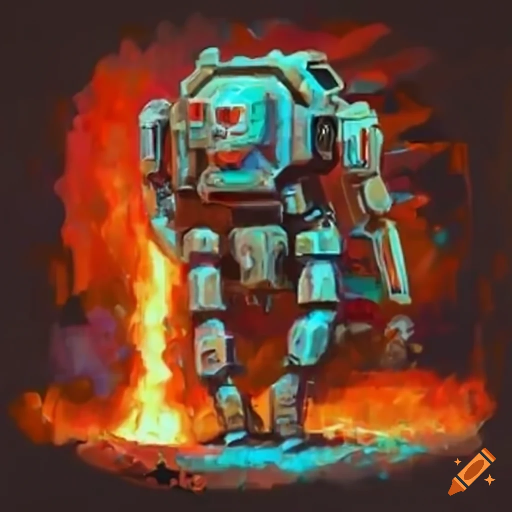 Incinerator mech with heavy weapon and high-definition design on Craiyon