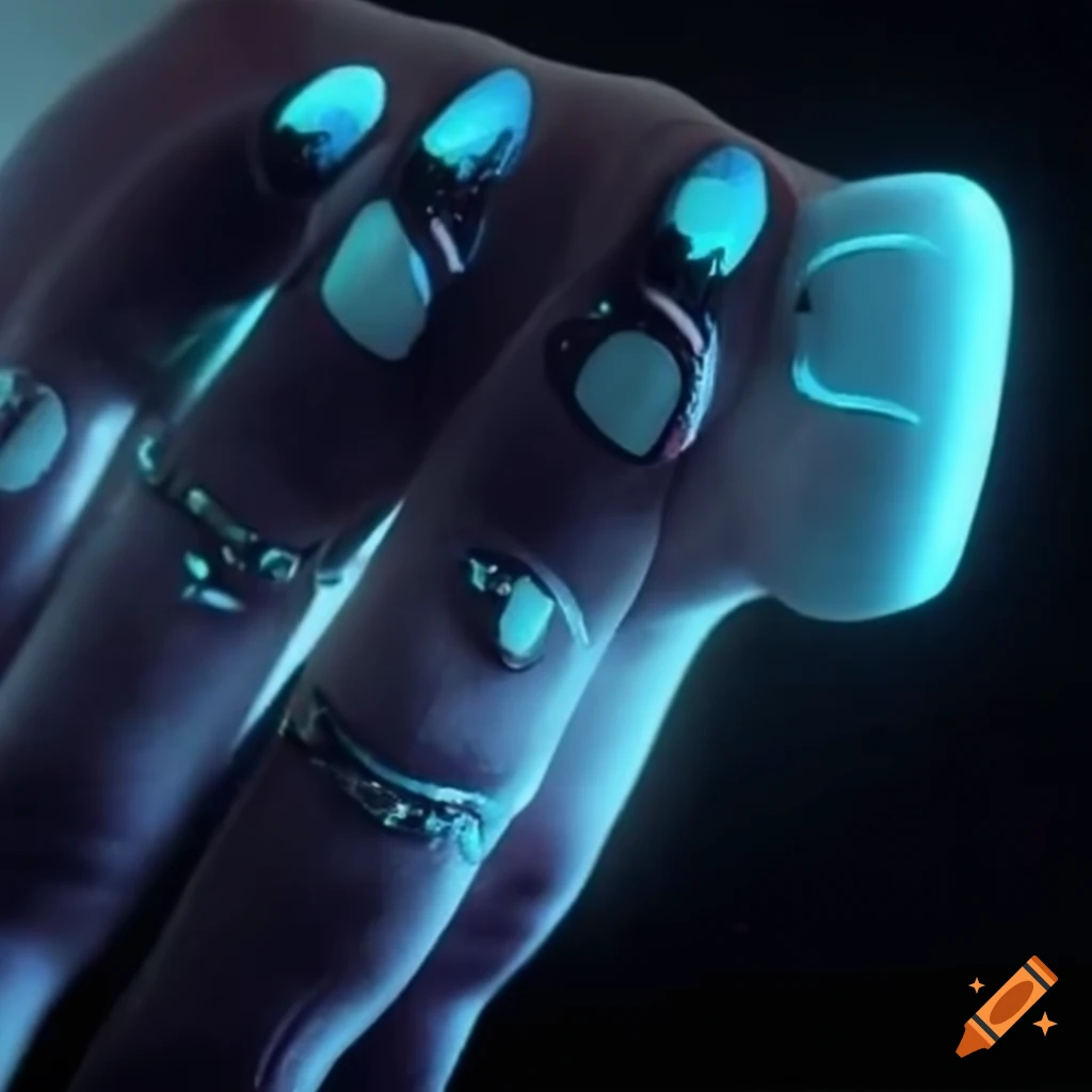 Futuristic robotic nail art designs on Craiyon