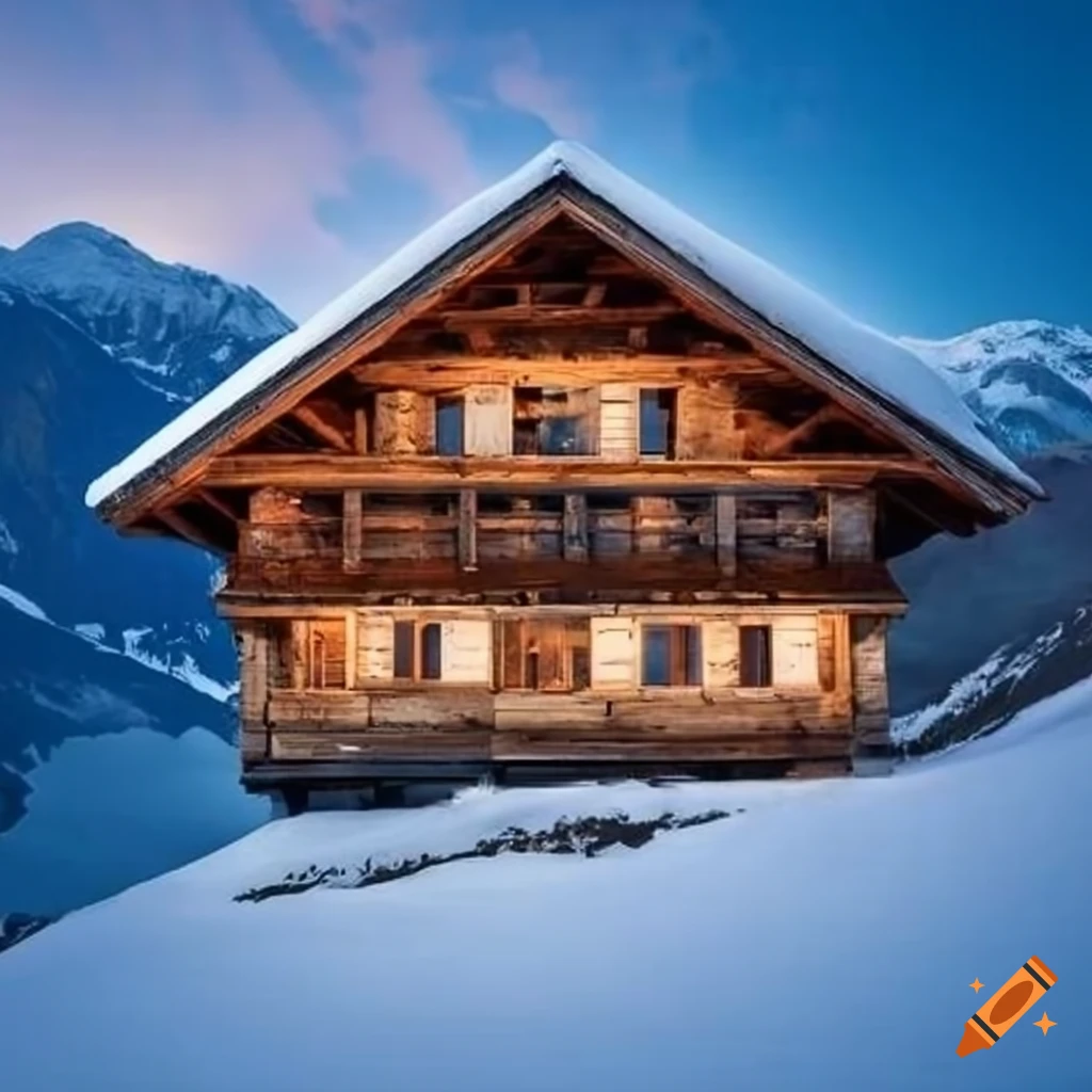 Rustic family house in the swiss alps on Craiyon