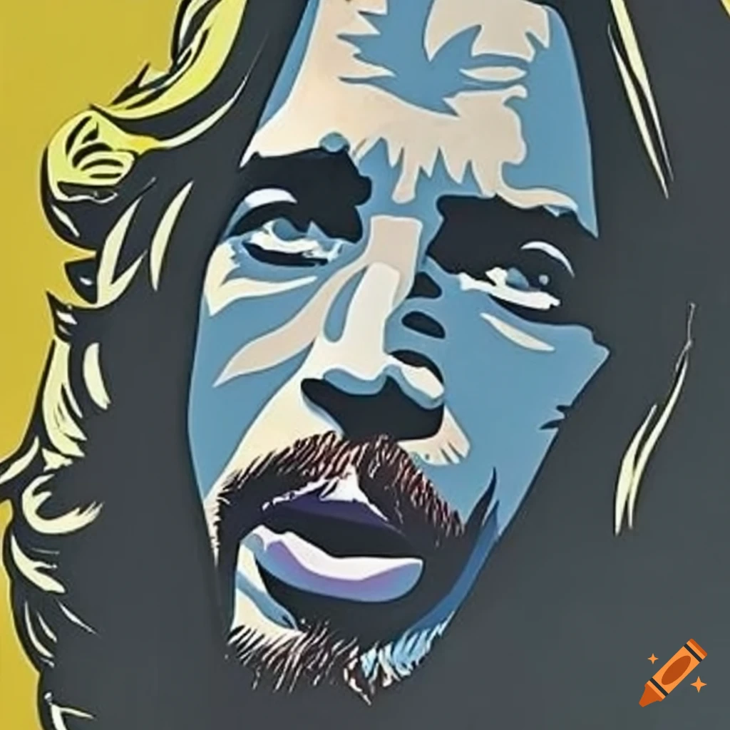 Vibrant Chris Cornell portrait in Roy Lichtenstein style on Craiyon