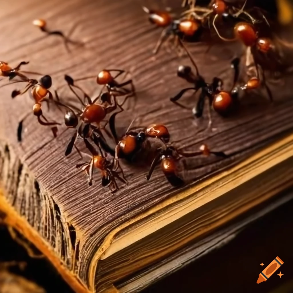 Book titled 'armor' about ants on Craiyon