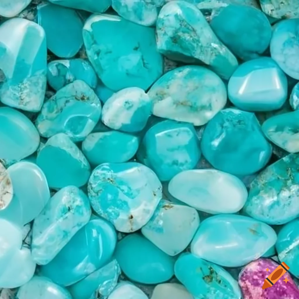 Transparent turquoise and pink stones on Craiyon