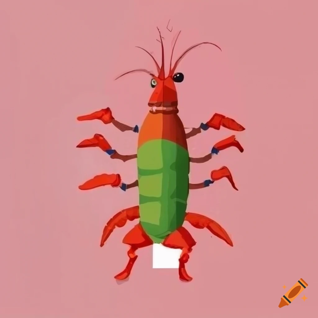 Dancing lobster in collage art style for children's book illustration ...