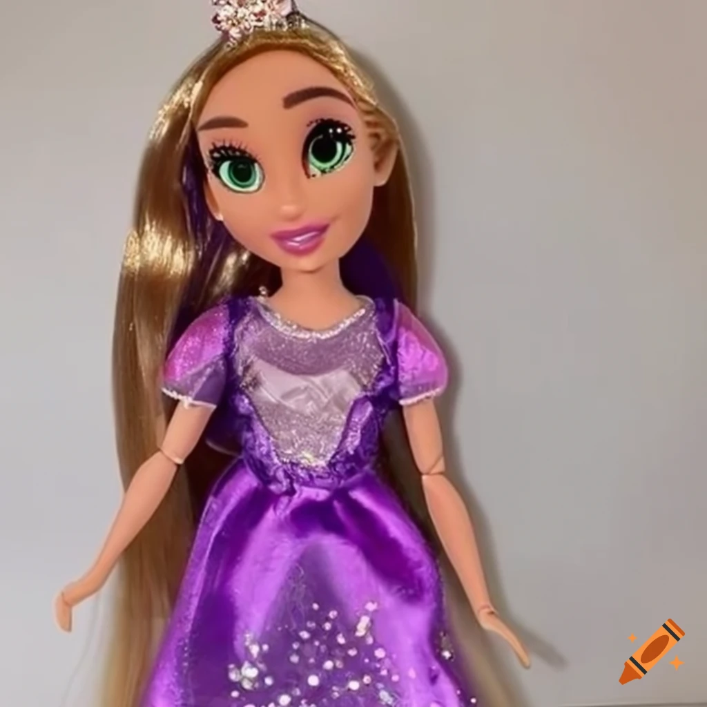 Princess Rapunzel Baddie doll in a sparkling purple dress on Craiyon