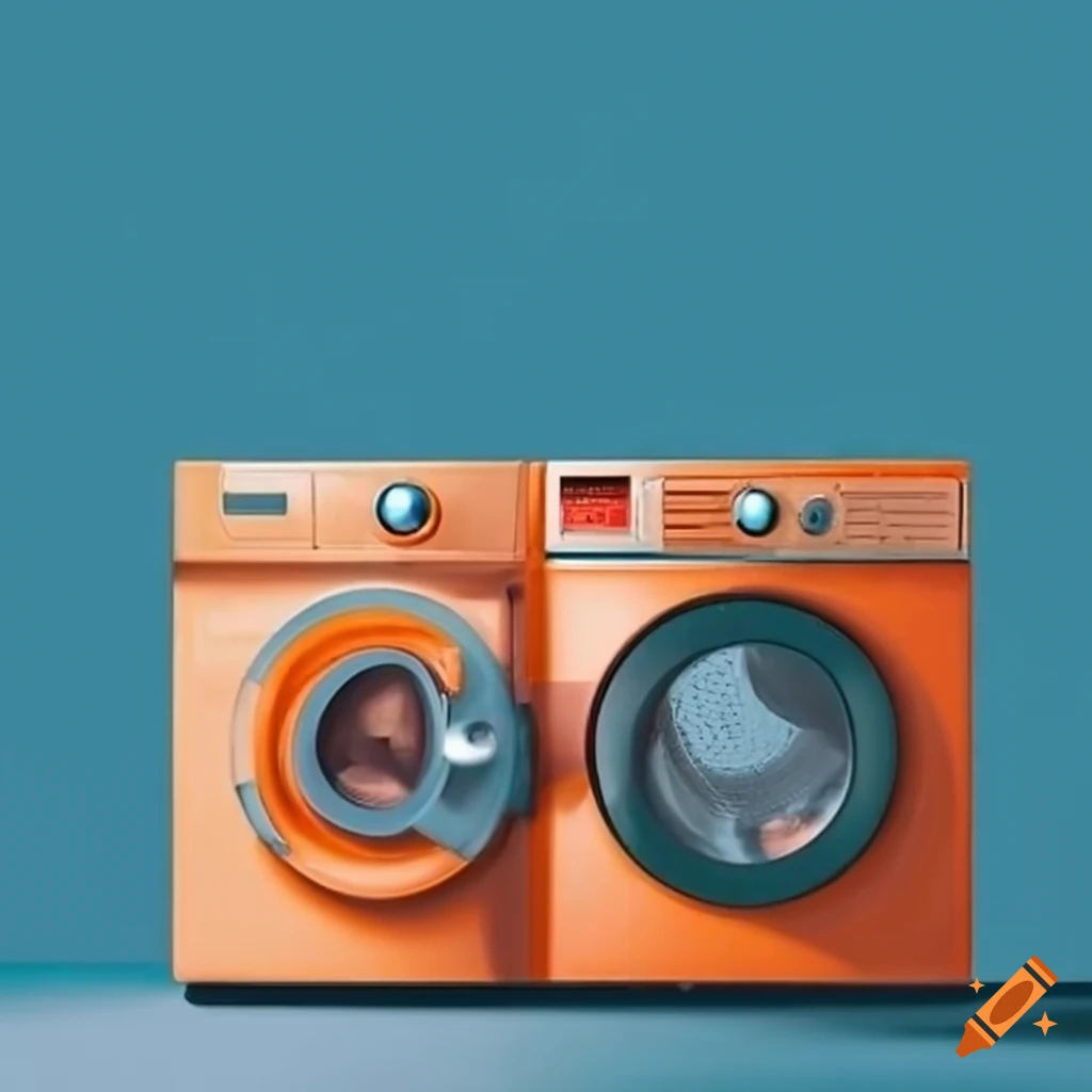 Orange washing machine under blue sky on Craiyon
