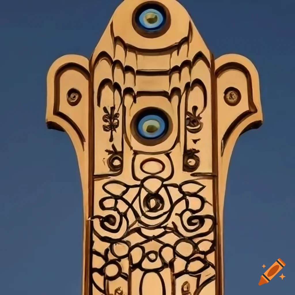 Hamsa symbol combined with Beirut skyline and Islamic architecture on ...