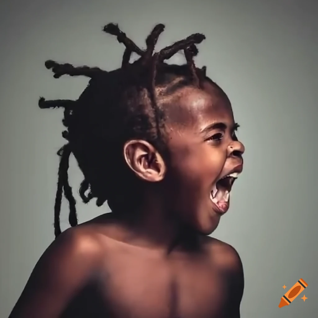Kid with dreads screaming on Craiyon