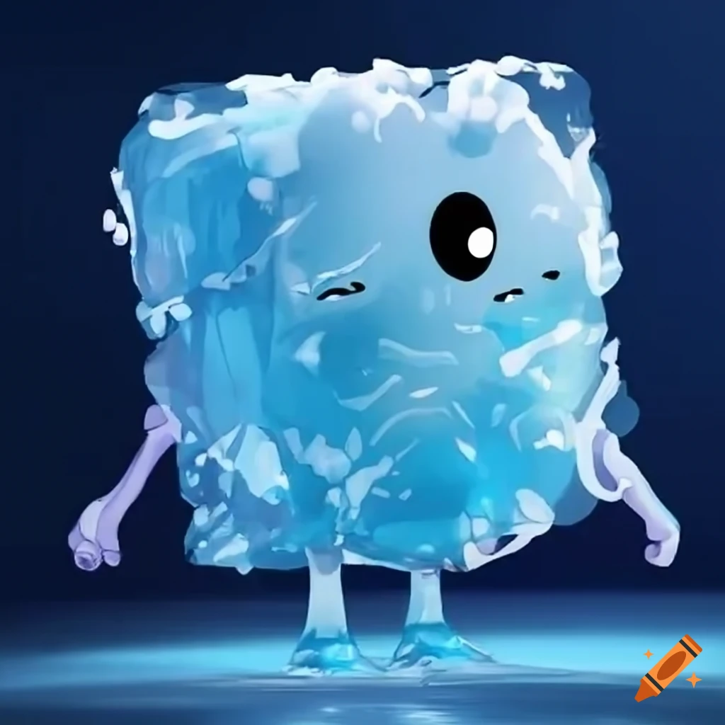 Cartoon frozen water cube on Craiyon