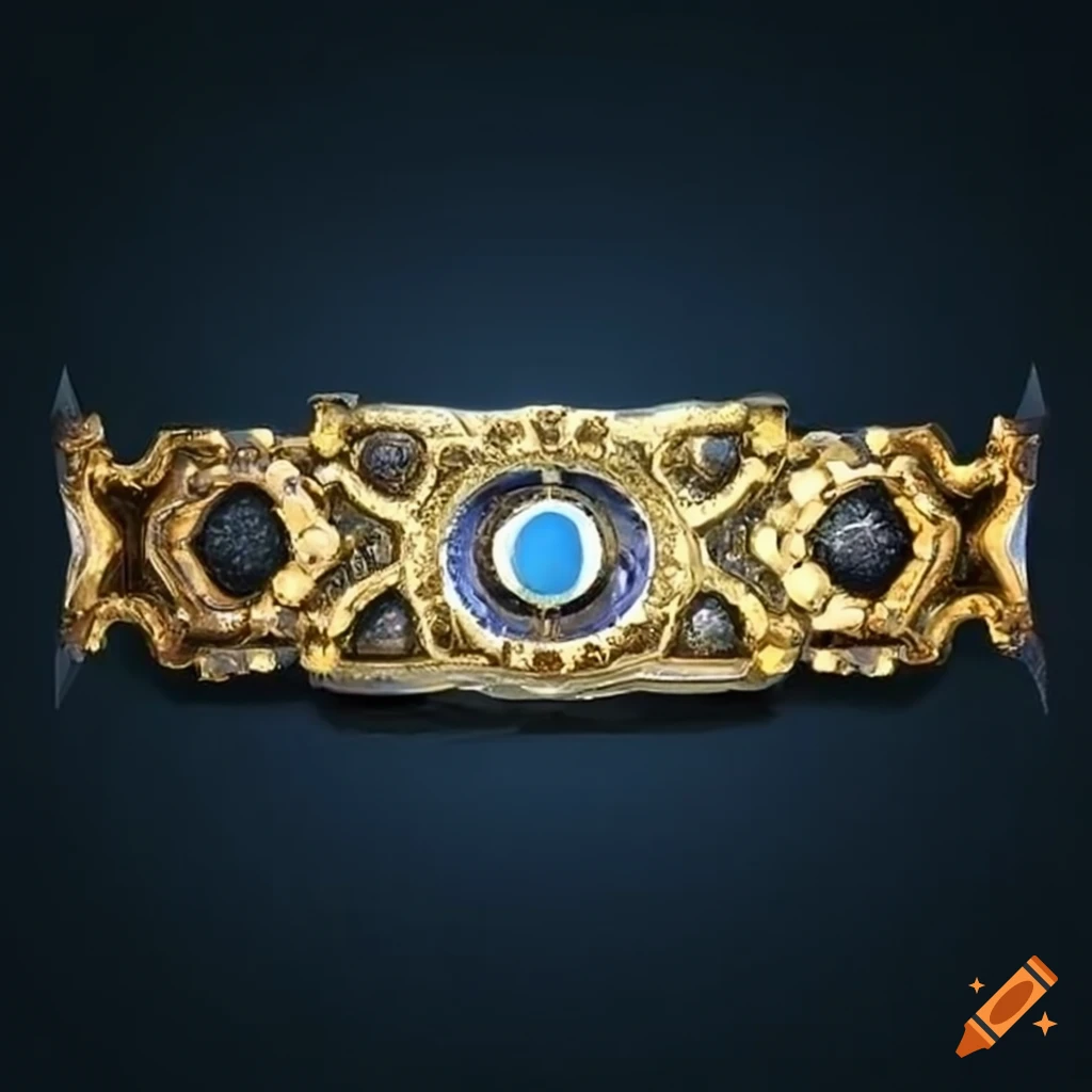 Adorned magic shiny war belt from the front on Craiyon