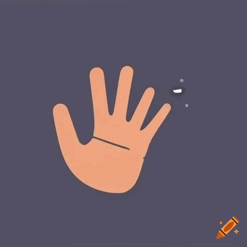 Minimalistic flat design avatar hand waving on black background on Craiyon