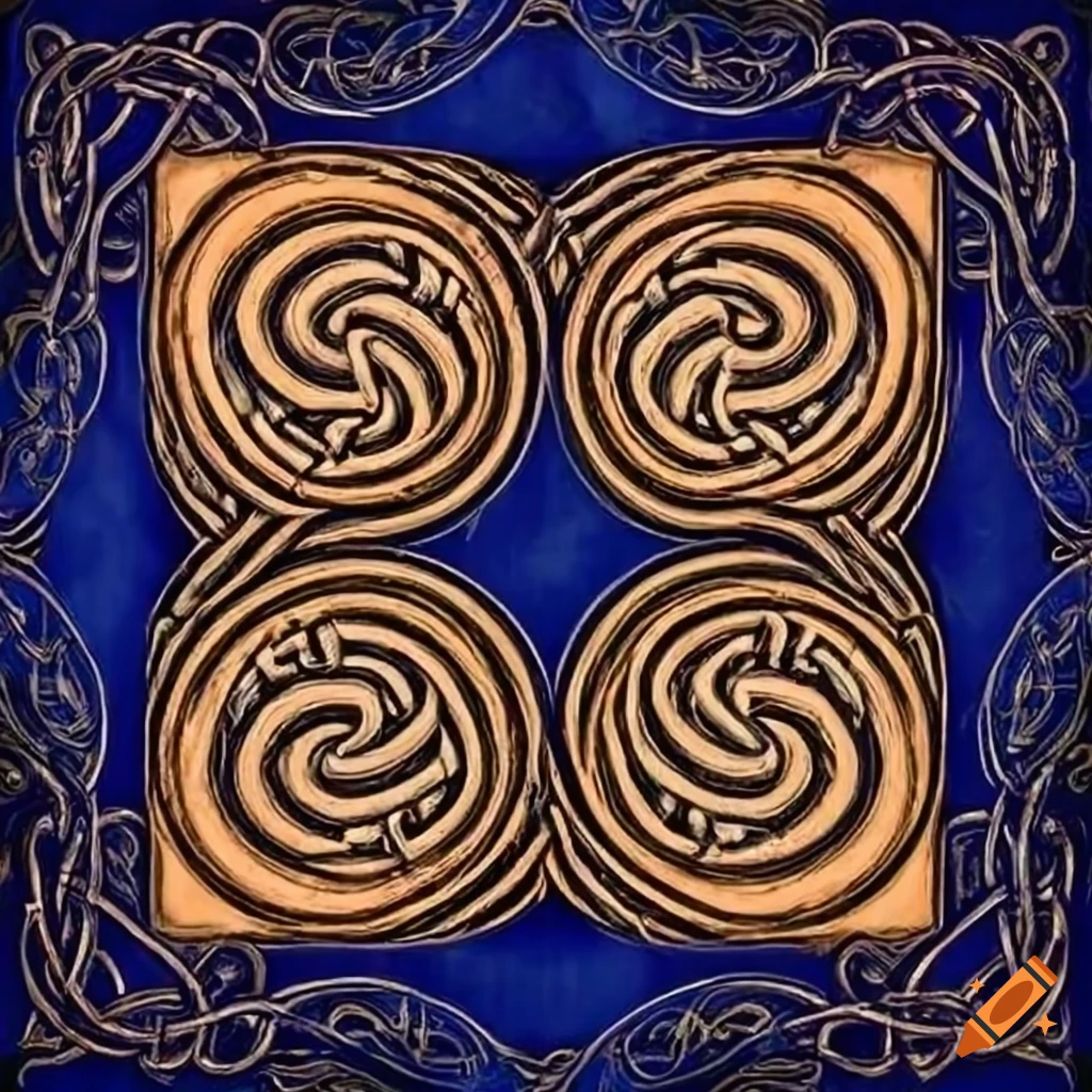 Scottish Gaelic triskelian pattern repeated over a tile on Craiyon