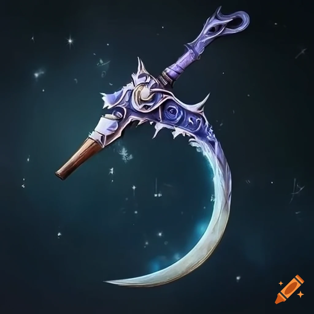 Moon-inspired celestial scythe with mystical power on Craiyon