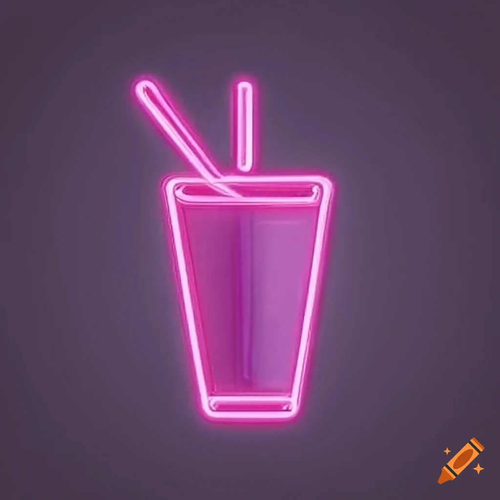 Neon milkshake sign in a simple and minimalist design on Craiyon