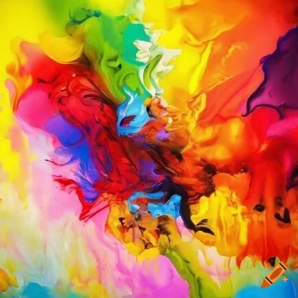Abstract painting symbolizing love and happiness with vibrant colors on ...