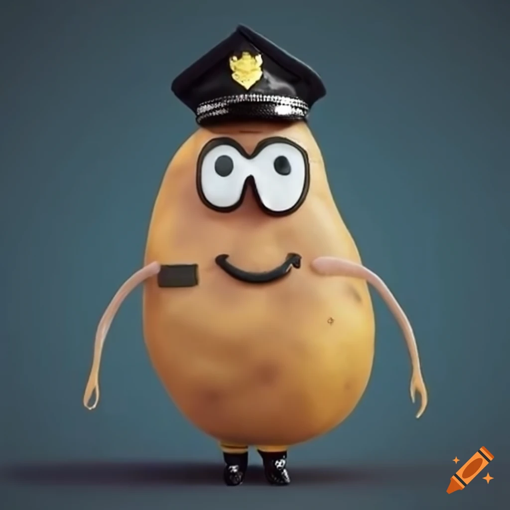 Potato in police officer costume on Craiyon
