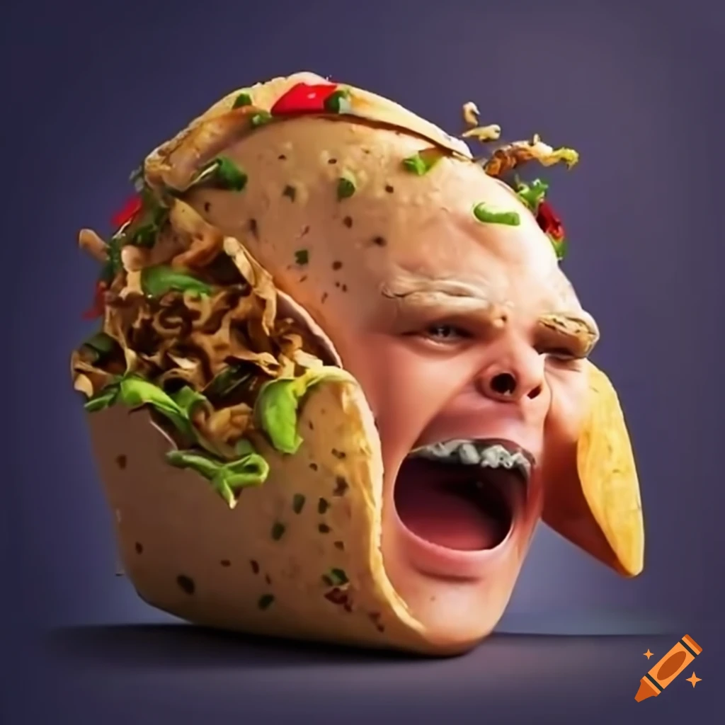 Taco man in a microwave on Craiyon