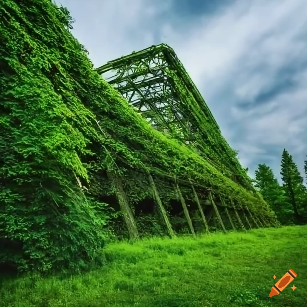 Overgrown duga-3 structure with greenery on Craiyon