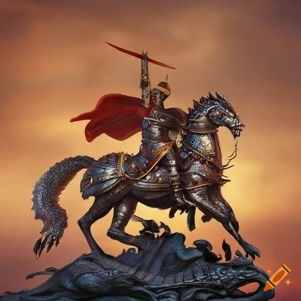Saint george defeating the dragon on Craiyon